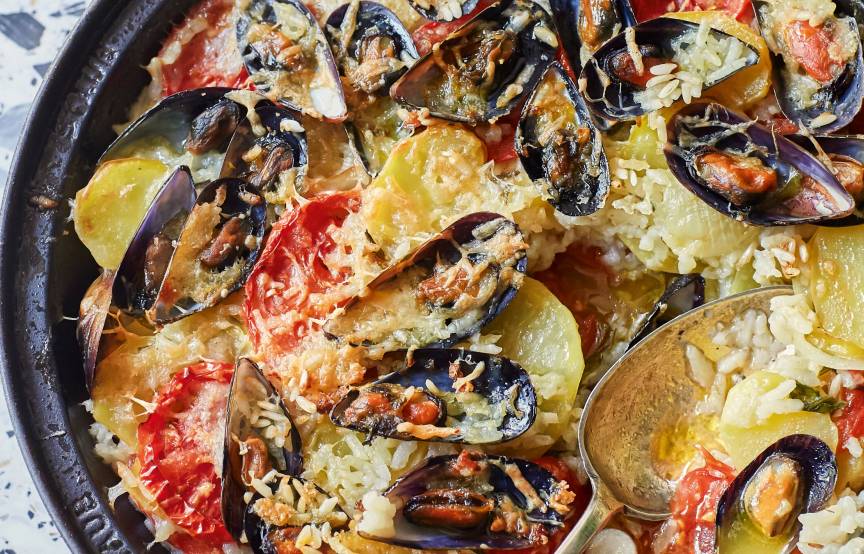 Tiella di Riso, Patate e Cozze apulischer Auflauf | SoIsstItalien